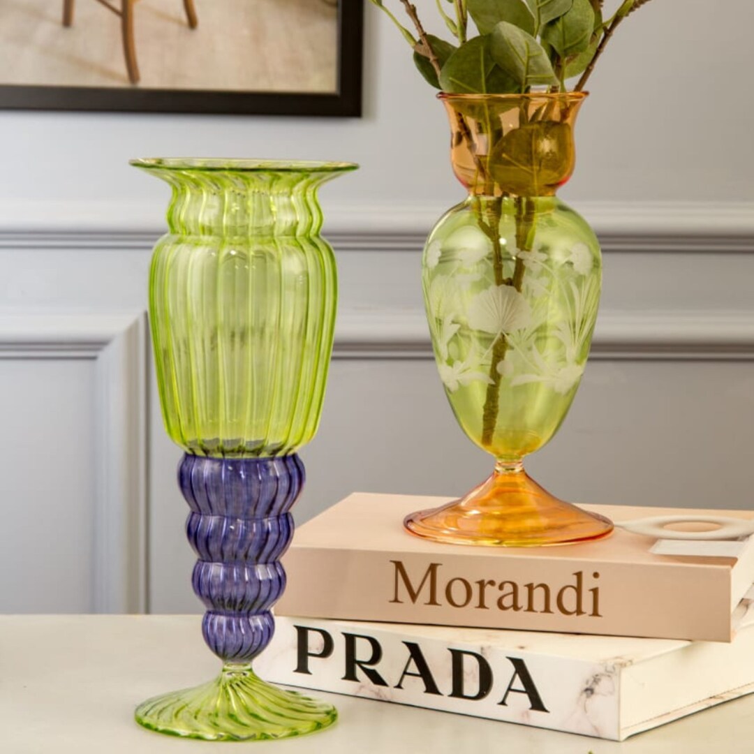Handmade Green Glass Vase Set, Egyptian Decor - Etsy