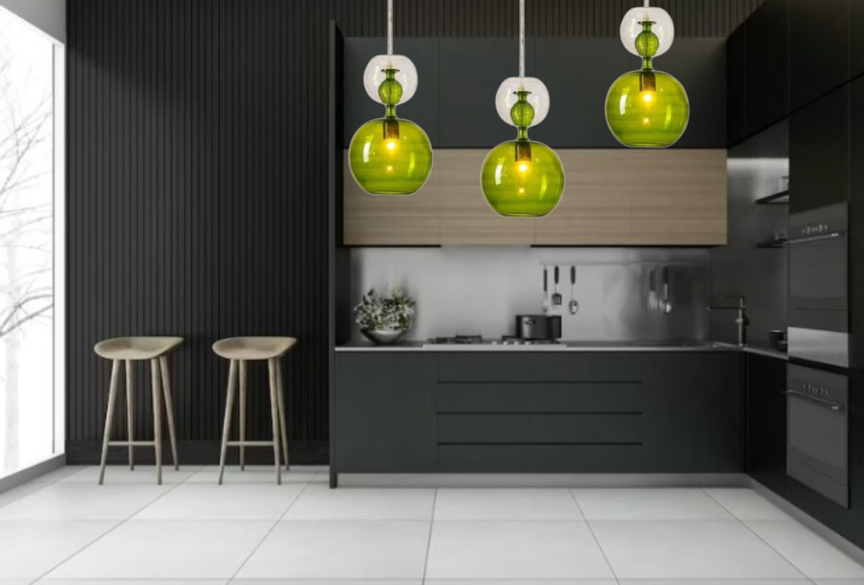 Green Glass Light Fixture Handmade Glass Light Fixture for - Etsy