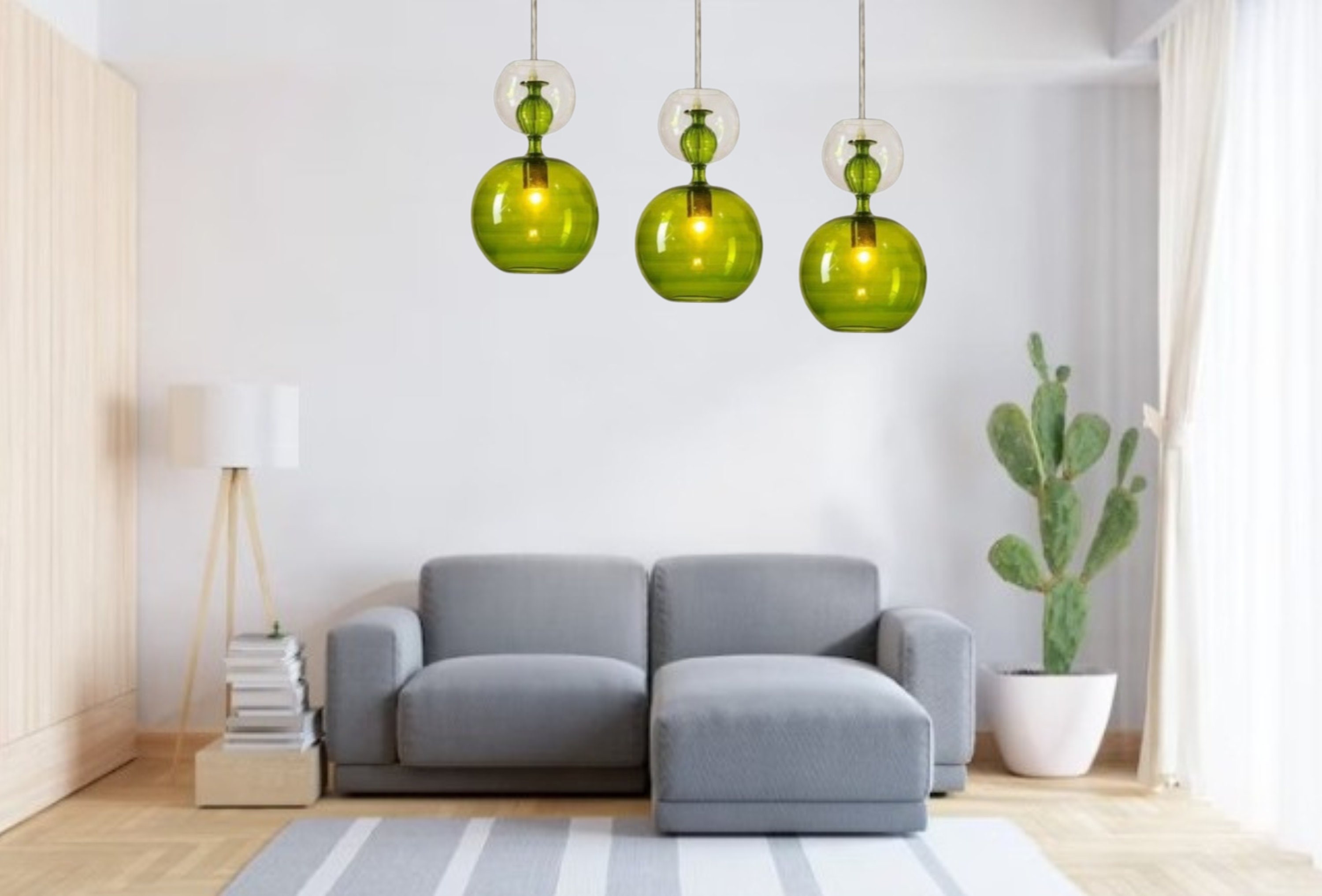 Green Glass Light Fixture Handmade Glass Light Fixture for - Etsy