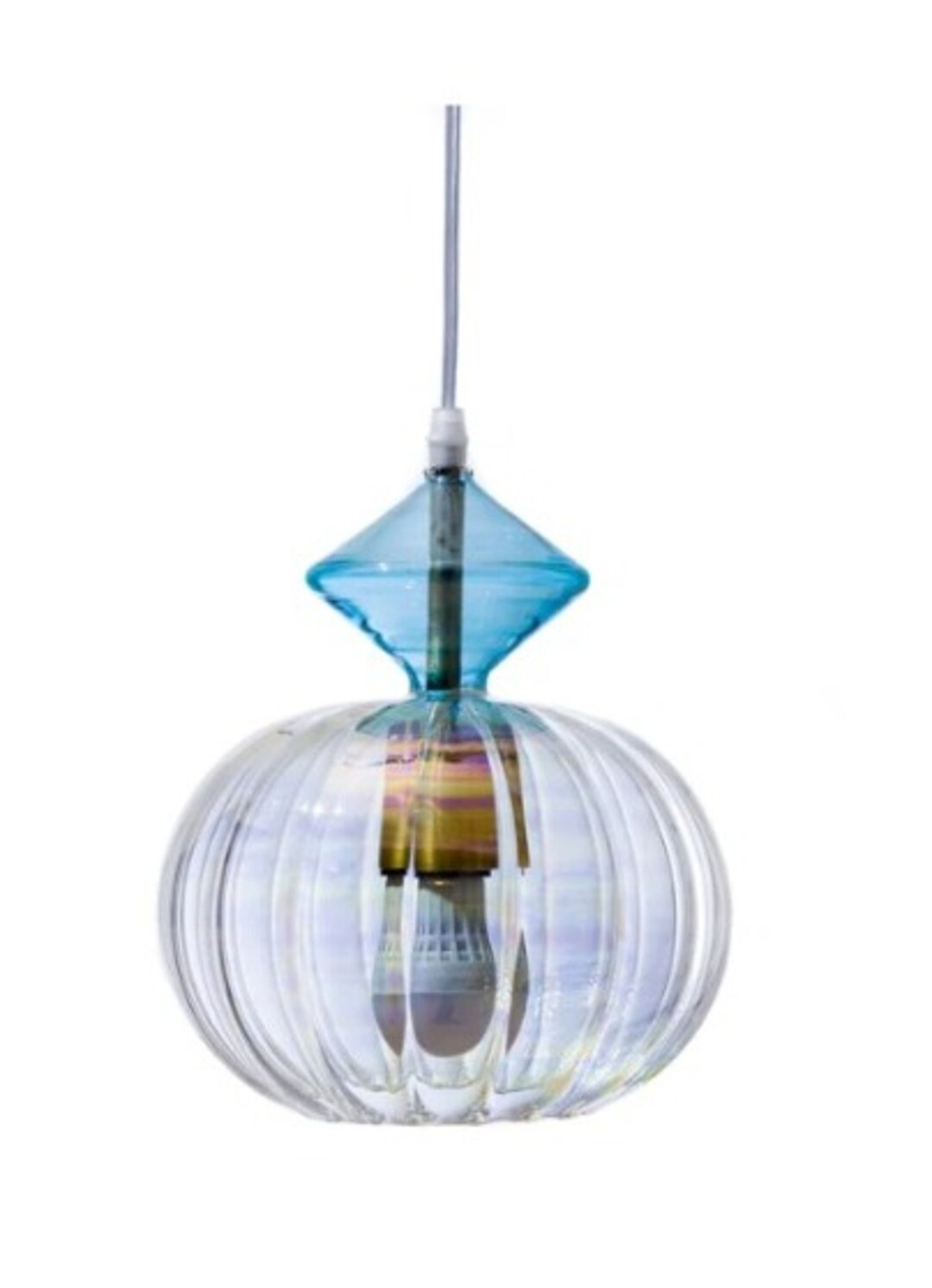 Hanging Ceiling Light- Glass Light Fixture - Blown Glass Light, Rainbow ...