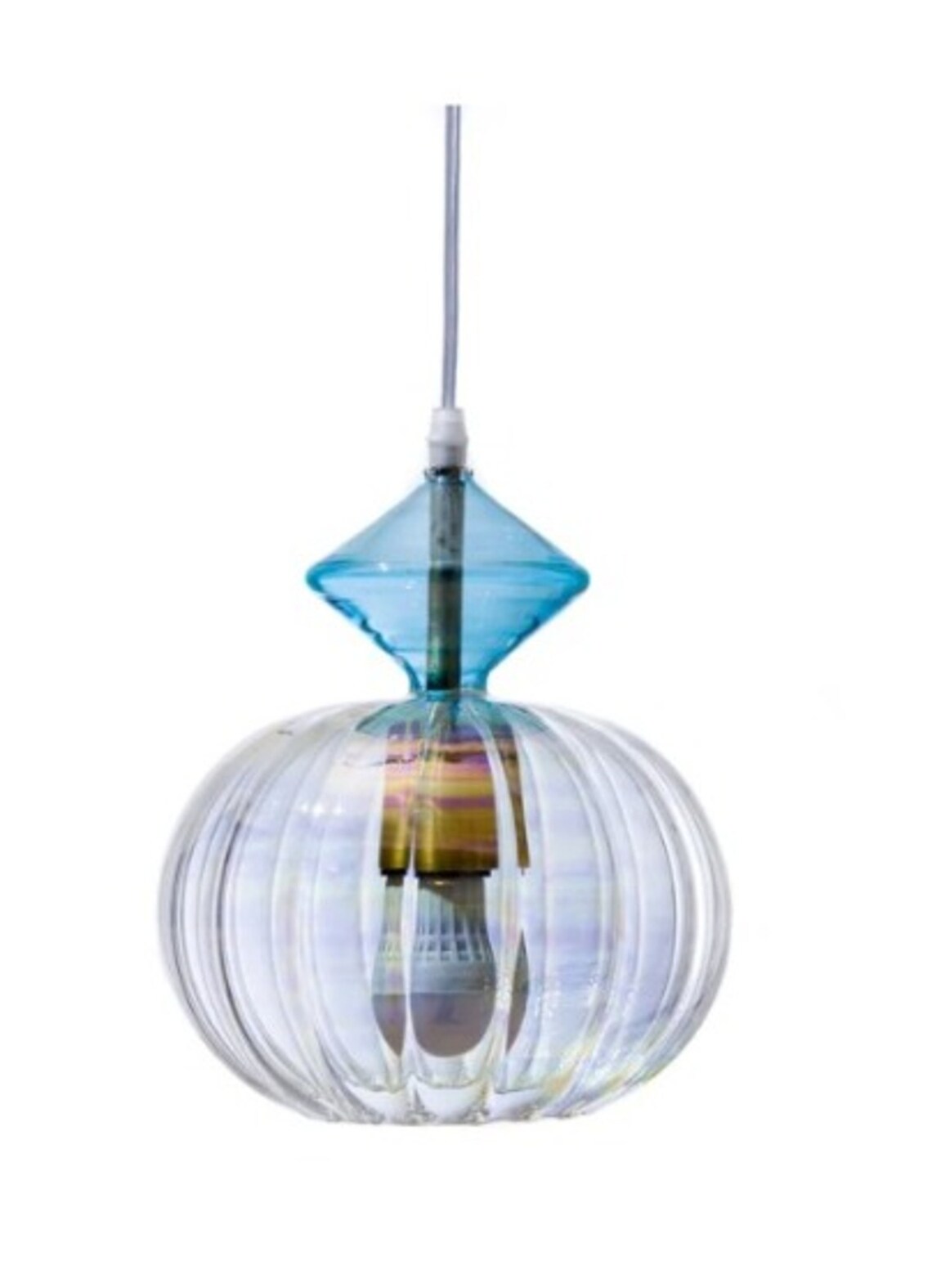 Hand Blown Glass Pendant Light – Rainbow Glass Lighting Fixture - Etsy