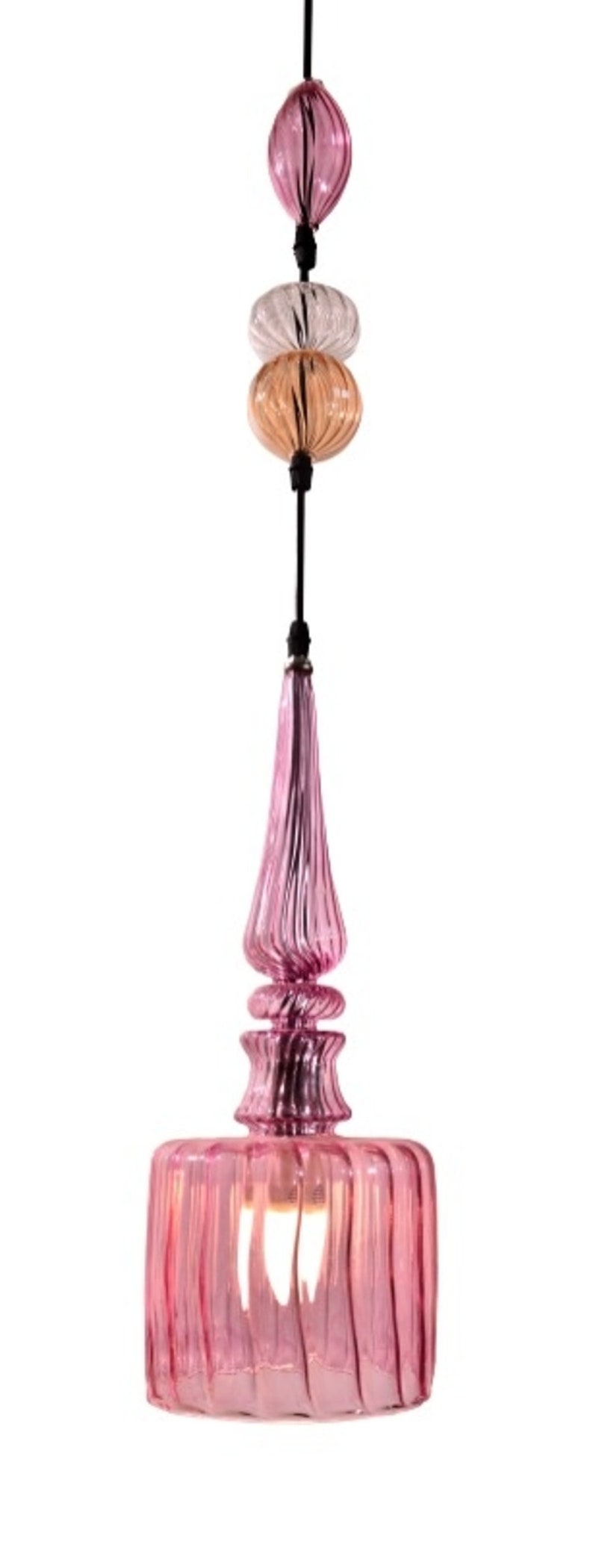 Pink Pendant Light Handblown Glass Fixture ,ceiling Hanging Lighting ...