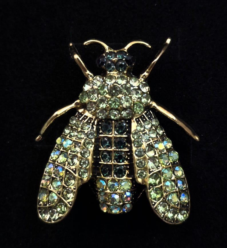 Sparkly Insect Green Brooch: Springtime Crystal Jewelry, Bee Keeper ...