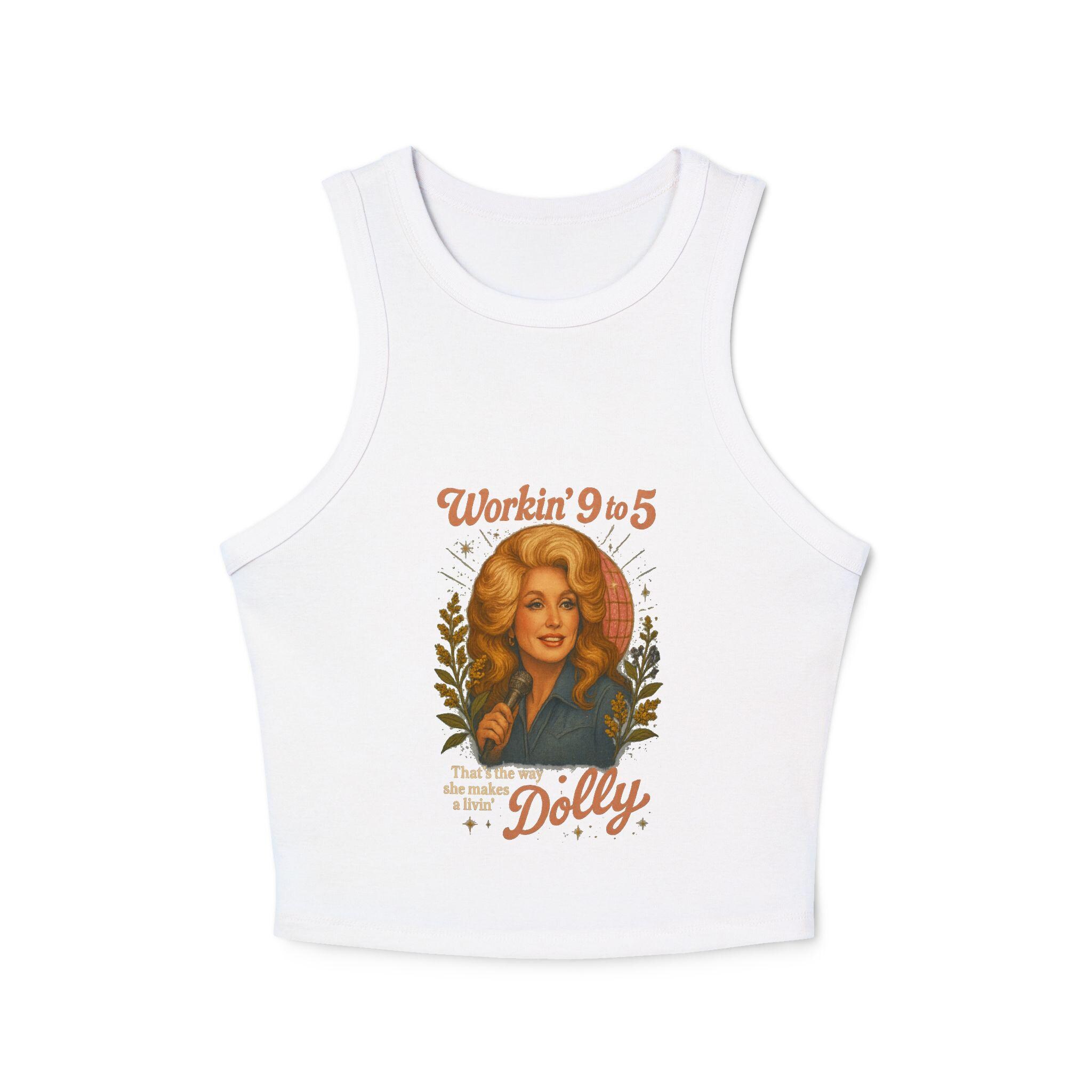 Retro Cropped Tank Top, Dolly Parton 9 to 5 Design, Women's Muscle Tee ...