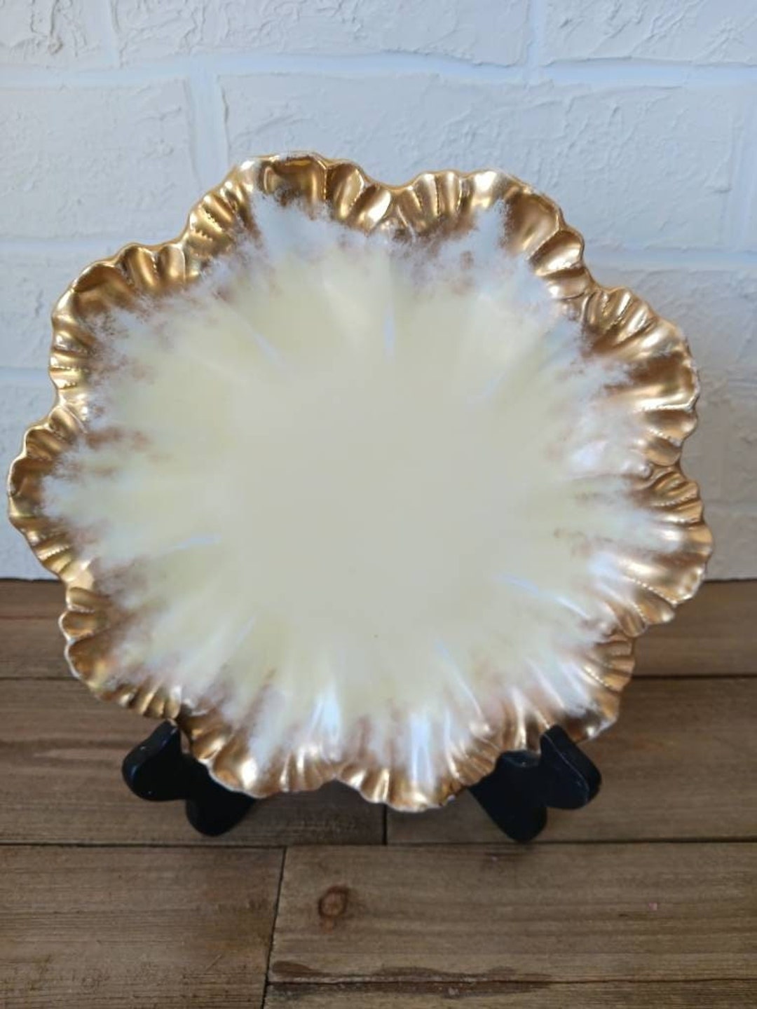 Limoges France Fluted Plate Ruffled Rim in Gilding/leaf - Etsy