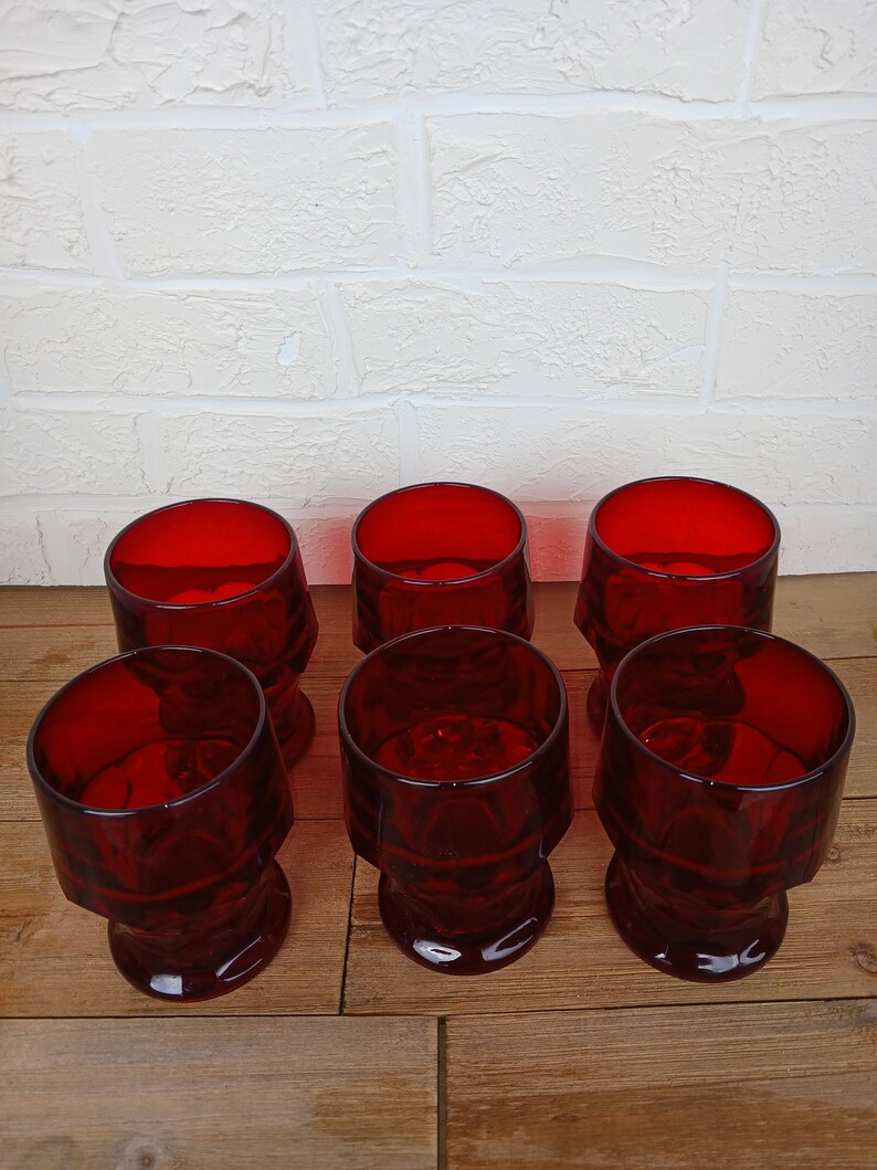 These Are 6 Vintage Viking Ruby Red Georgian Honeycom Drinking Glasses ...