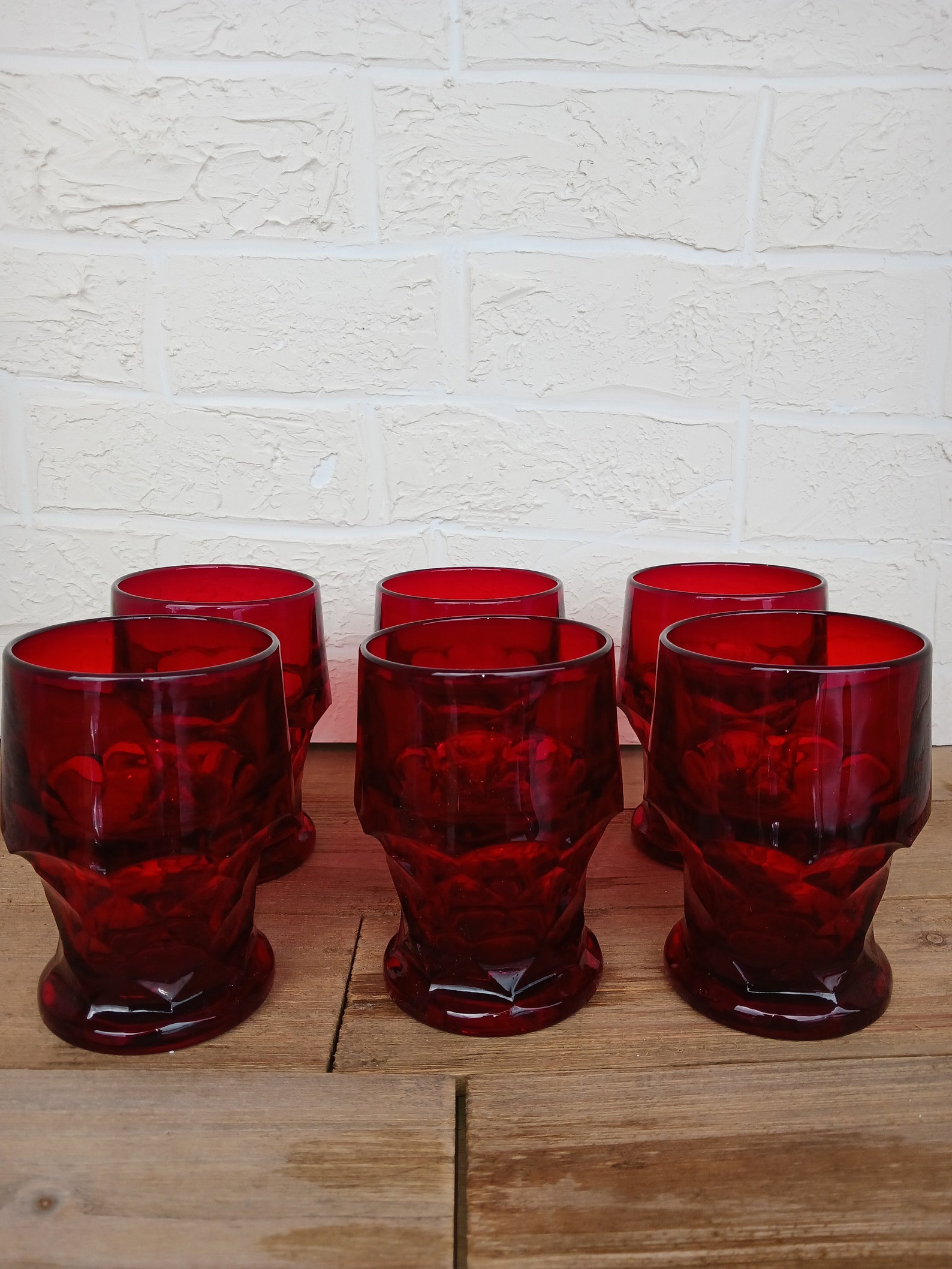 These Are 6 Vintage Viking Ruby Red Georgian Honeycom Drinking Glasses ...