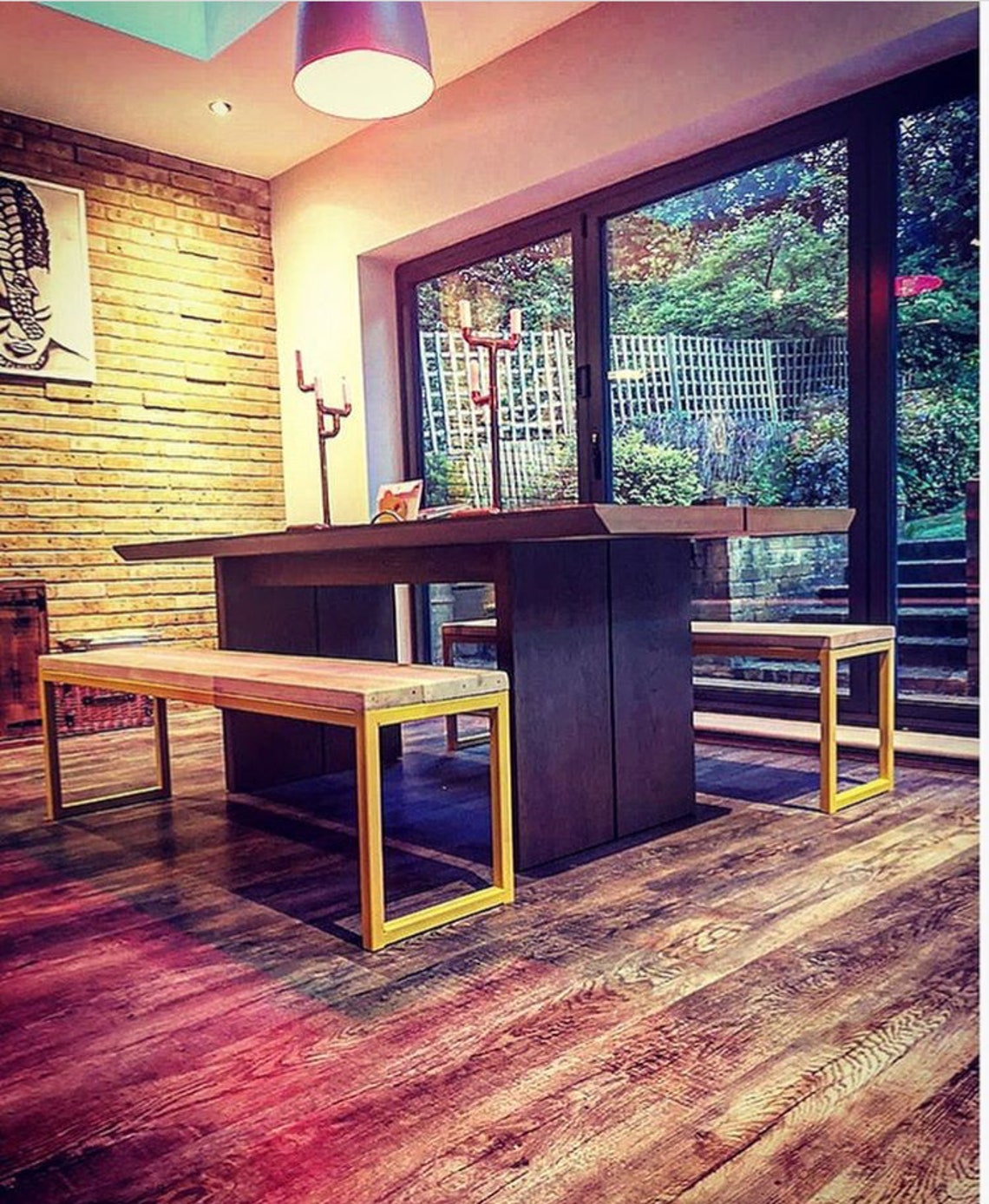 Scaffold Board Bench With Industrial Steel Frame / Bistro Cafe - Etsy