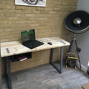 Reclaimed Industrial Scaffold Board Office Desk With Metal Industrial ...