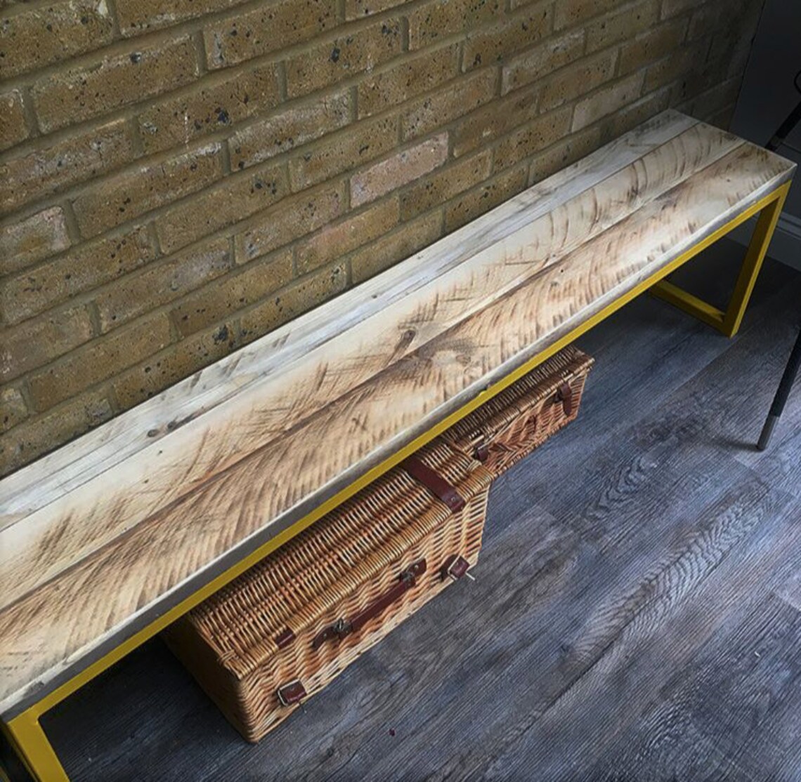 Scaffold Board Bench With Industrial Steel Frame / Bistro Cafe Bar ...