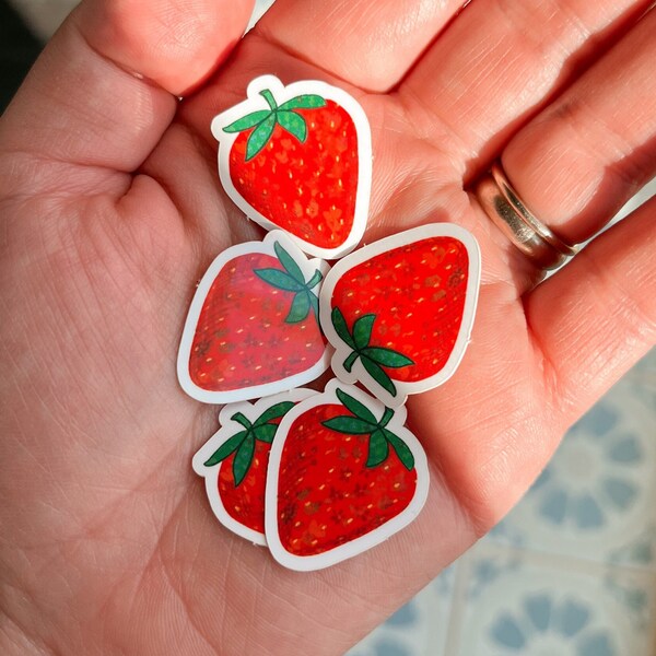 Mini Strawberry Stickers - Etsy
