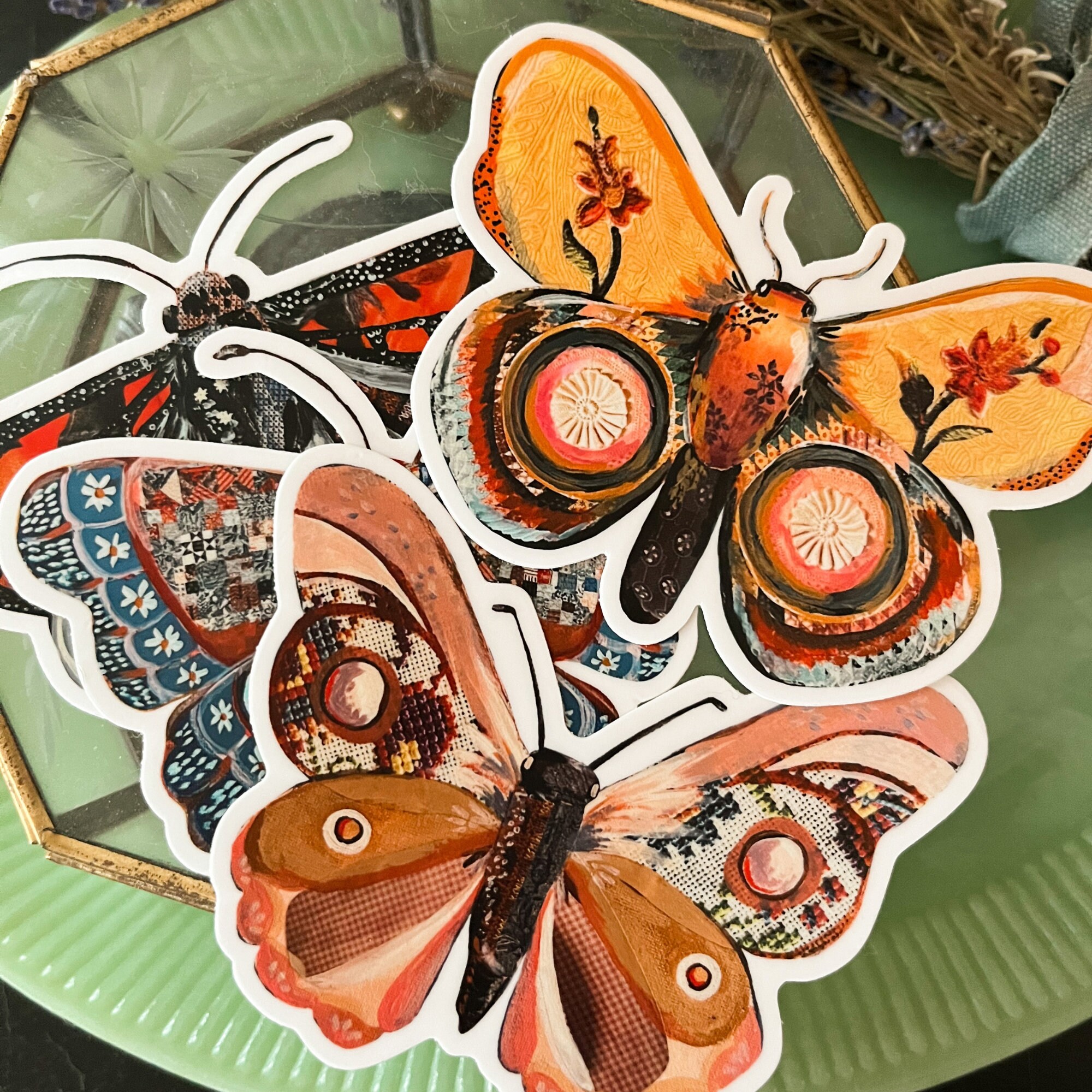 Boho Aesthetic Butterfly Sticker Pack, Granola Girl Aesthetic, Doily ...