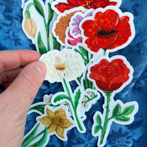 Birth Flower Stickers - Birth Month Flower Sticker, Waterproof Vinyl ...