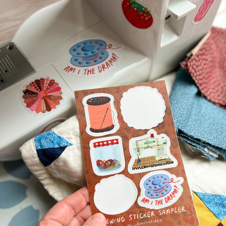 Sewing Sticker Sheet, Funny Sewing Stickers, Sewing Machine Sticker ...