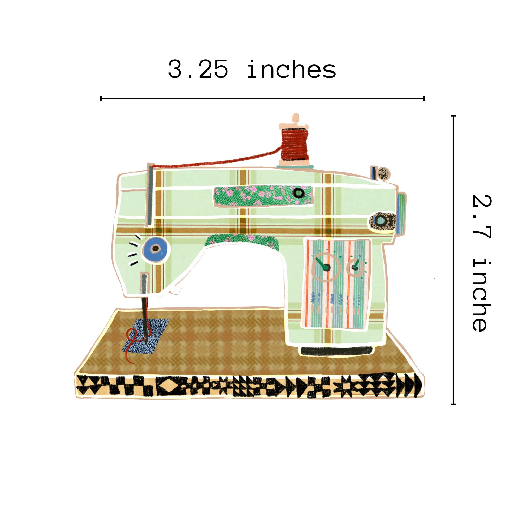 Retro Sewing Machine Sticker, Quilt Sewing Stickers, Vintage Sewing ...