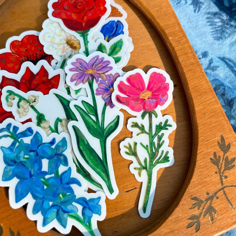 Birth Flower Stickers Birth Month Flower Sticker Waterproof - Etsy