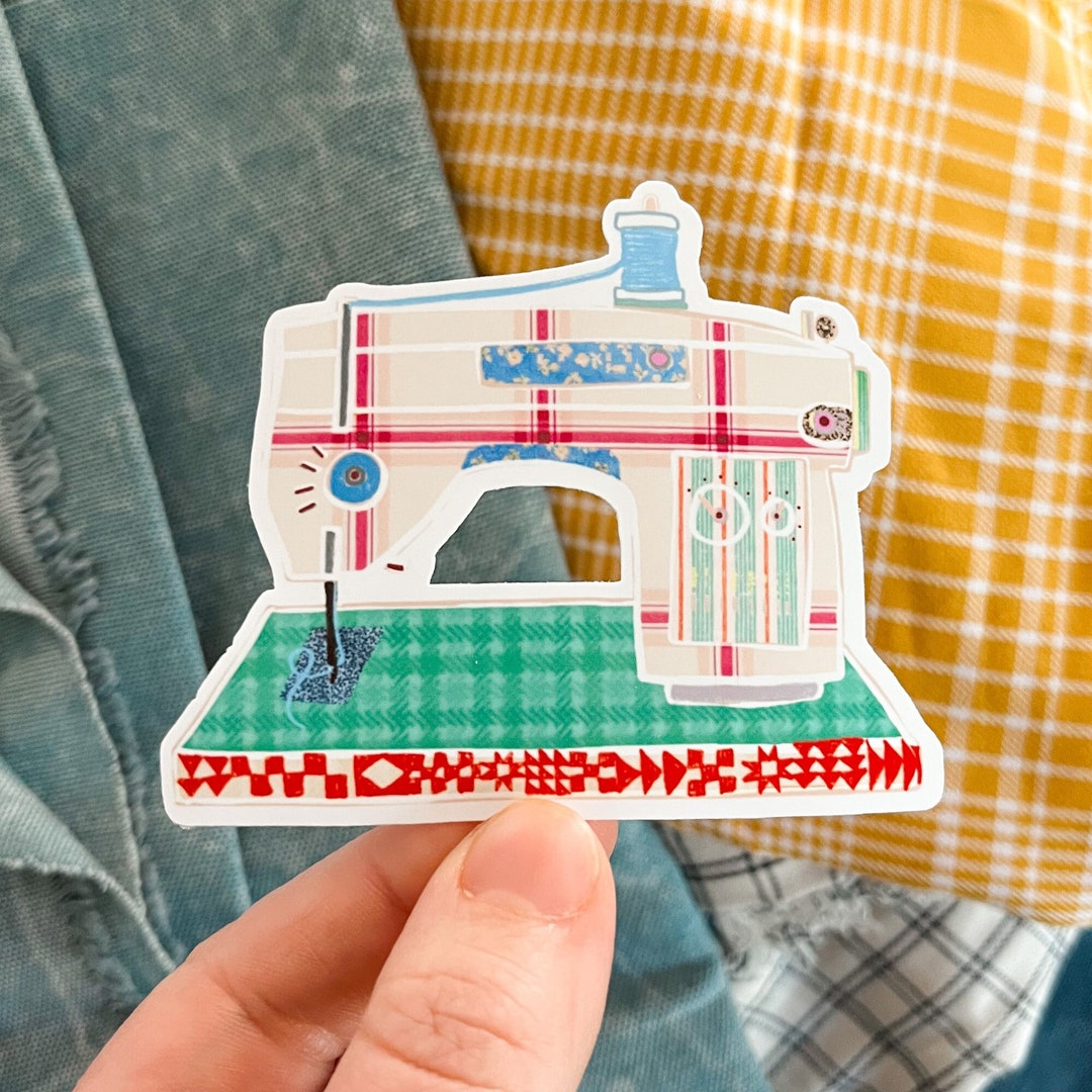 Retro Sewing Machine Sticker, Quilt Sewing Stickers, Vintage Sewing ...