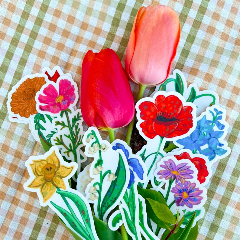 Birth Flower Stickers Birth Month Flower Sticker Waterproof - Etsy
