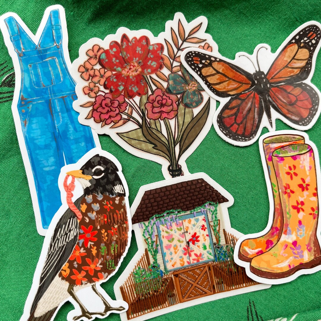 Cute Spring Sticker Set of 6 Happy Spring Stickers Spring - Etsy