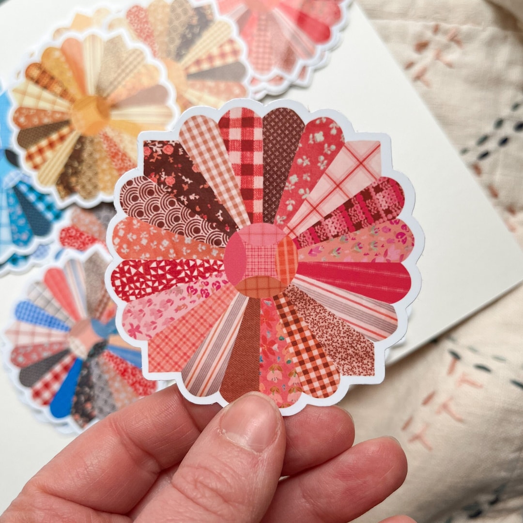 Pink Quilt Flower Sticker, Sewing Stickers, Quilting Stickers, Quilt ...