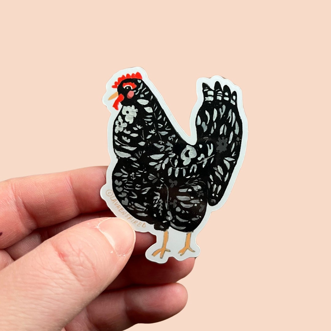 Whimsical Chicken Sticker, Mama Chicken Vinyl Stickers, Garden Chicken ...