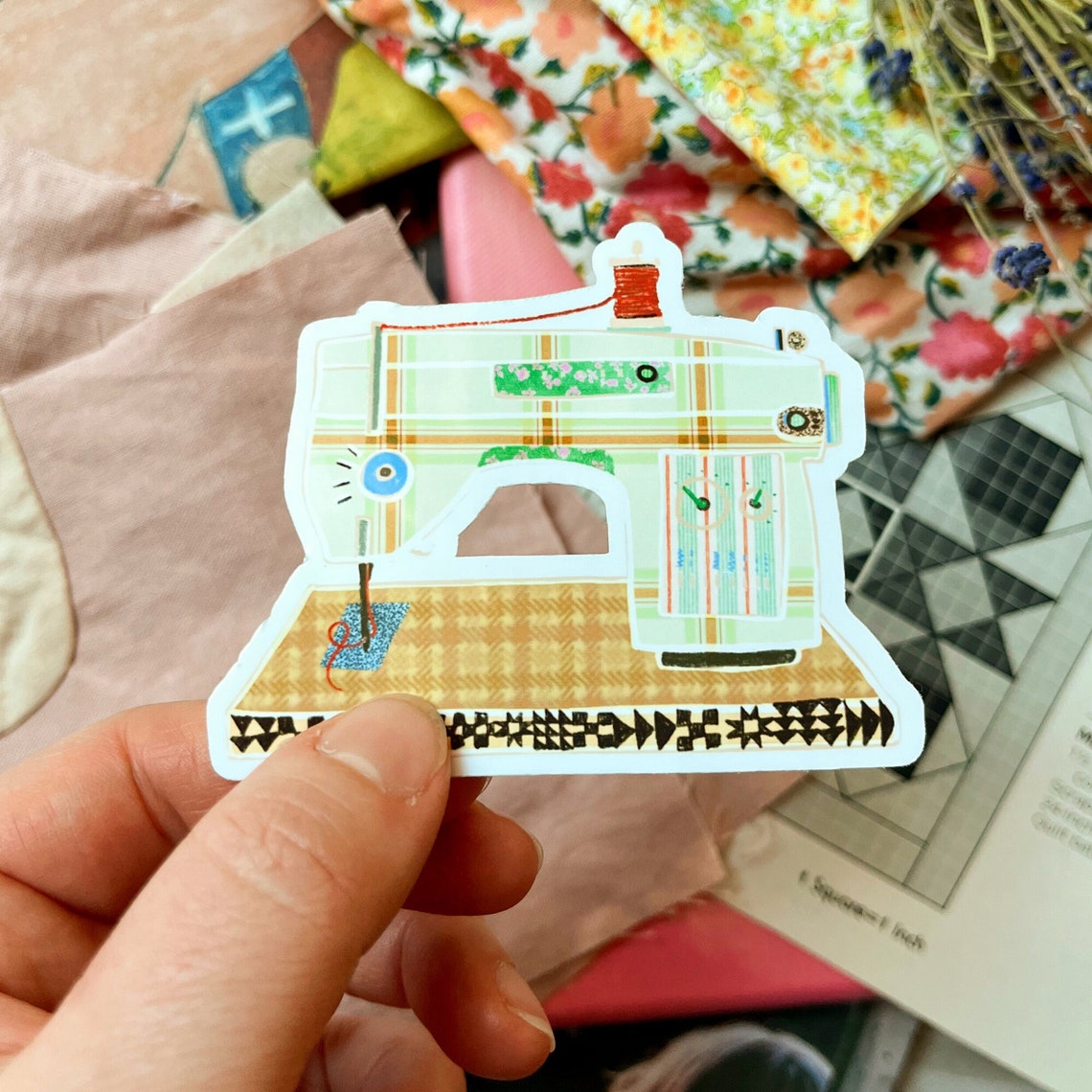 Retro Sewing Machine Sticker Quilt Sewing Stickers Vintage - Etsy