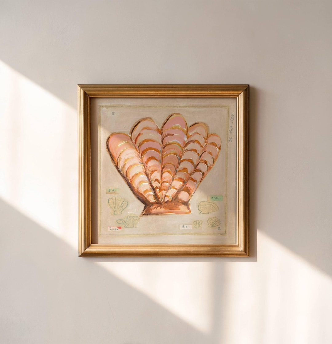 Pink Shell Square Art Print, Sea Shell Art Print, Coastal Granddaughter ...