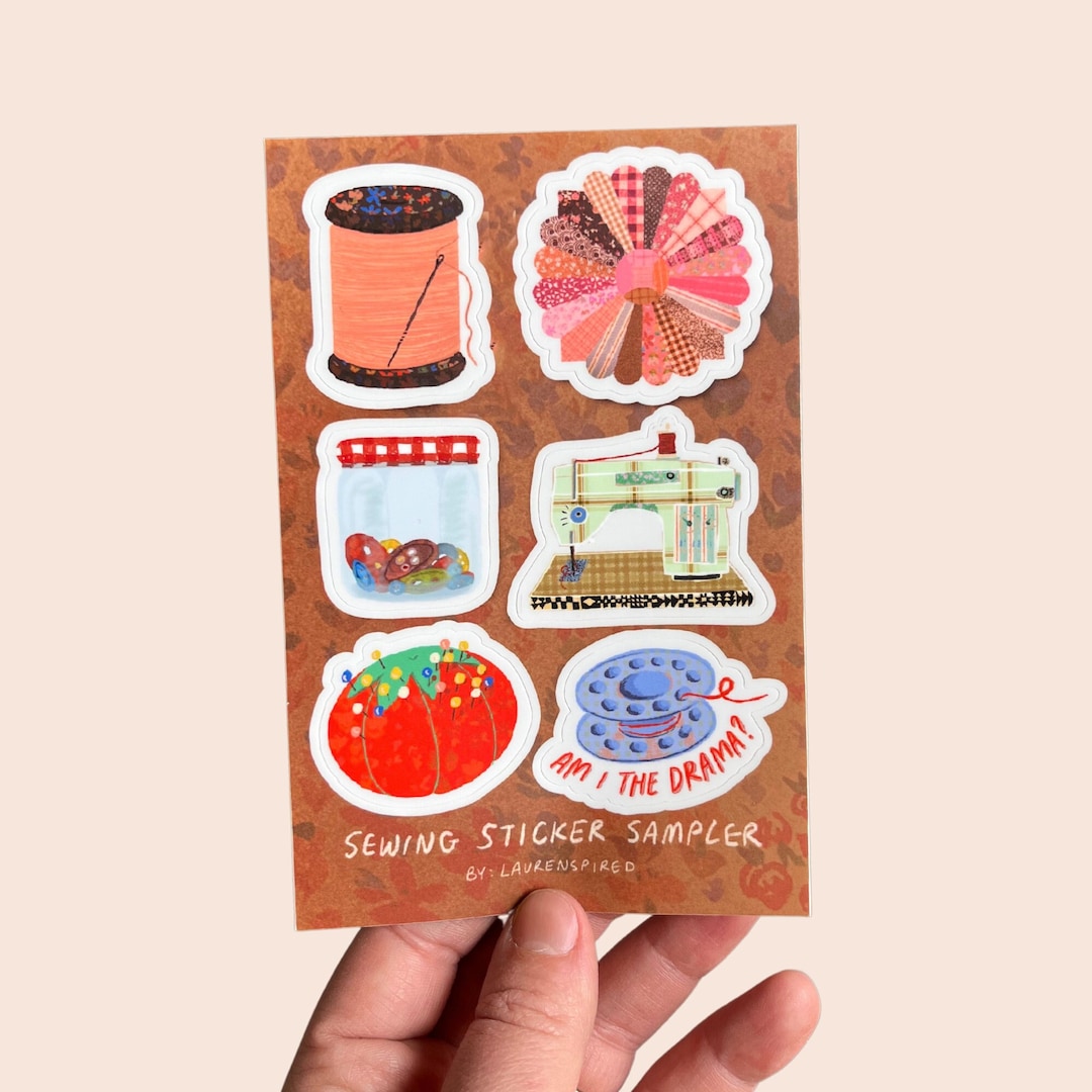 Sewing Sticker Sheet, Funny Sewing Stickers, Sewing Machine Sticker ...
