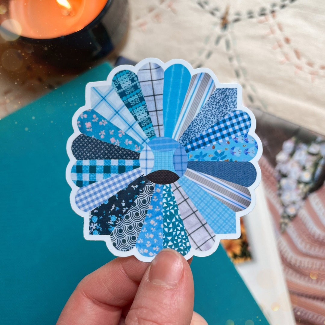 Blue Quilt Flower Sticker, Sewing Stickers, Quilting Stickers, Quilt ...