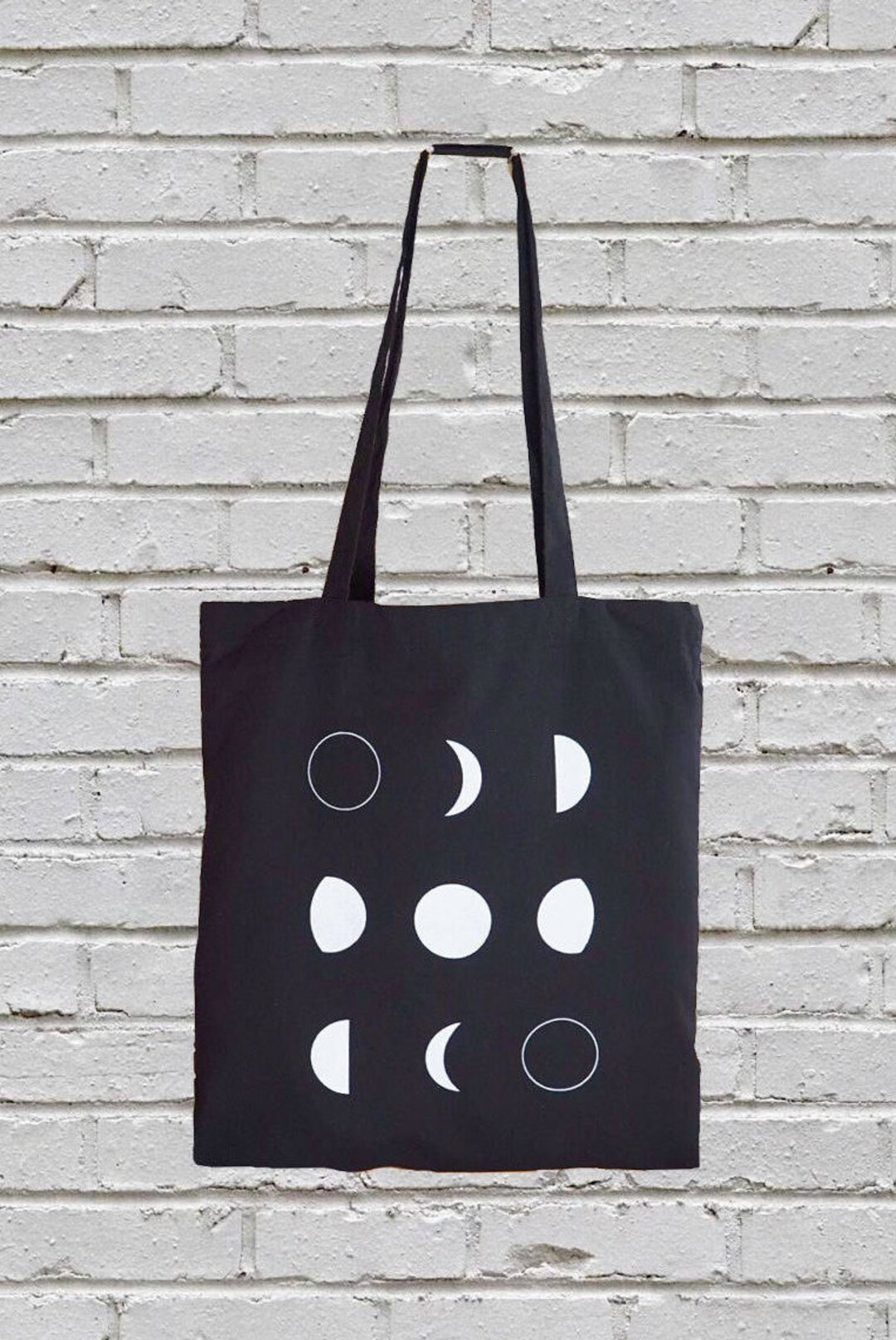 Moon Phases Organic Cotton Canvas Tote Bag, Screen Printed Eco Friendly ...