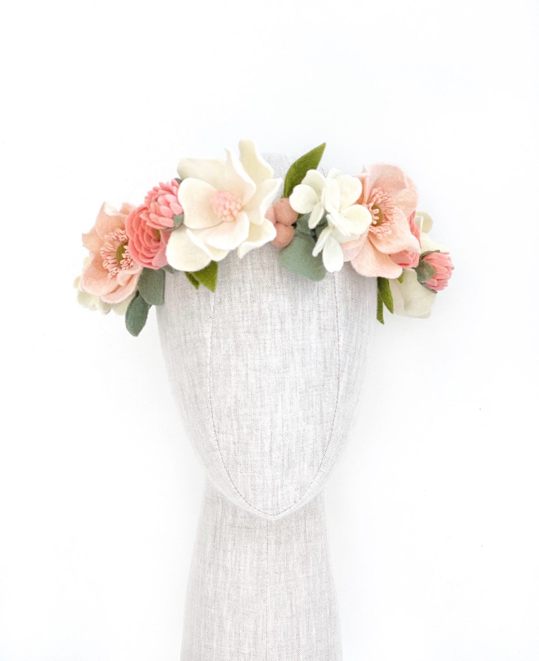 Pink Poppy and Magnolia Flower Crown Birthday Felt Flower - Etsy