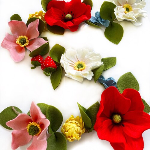Felt Floral Flower Garland // Spring Decor // Nursery // | Etsy