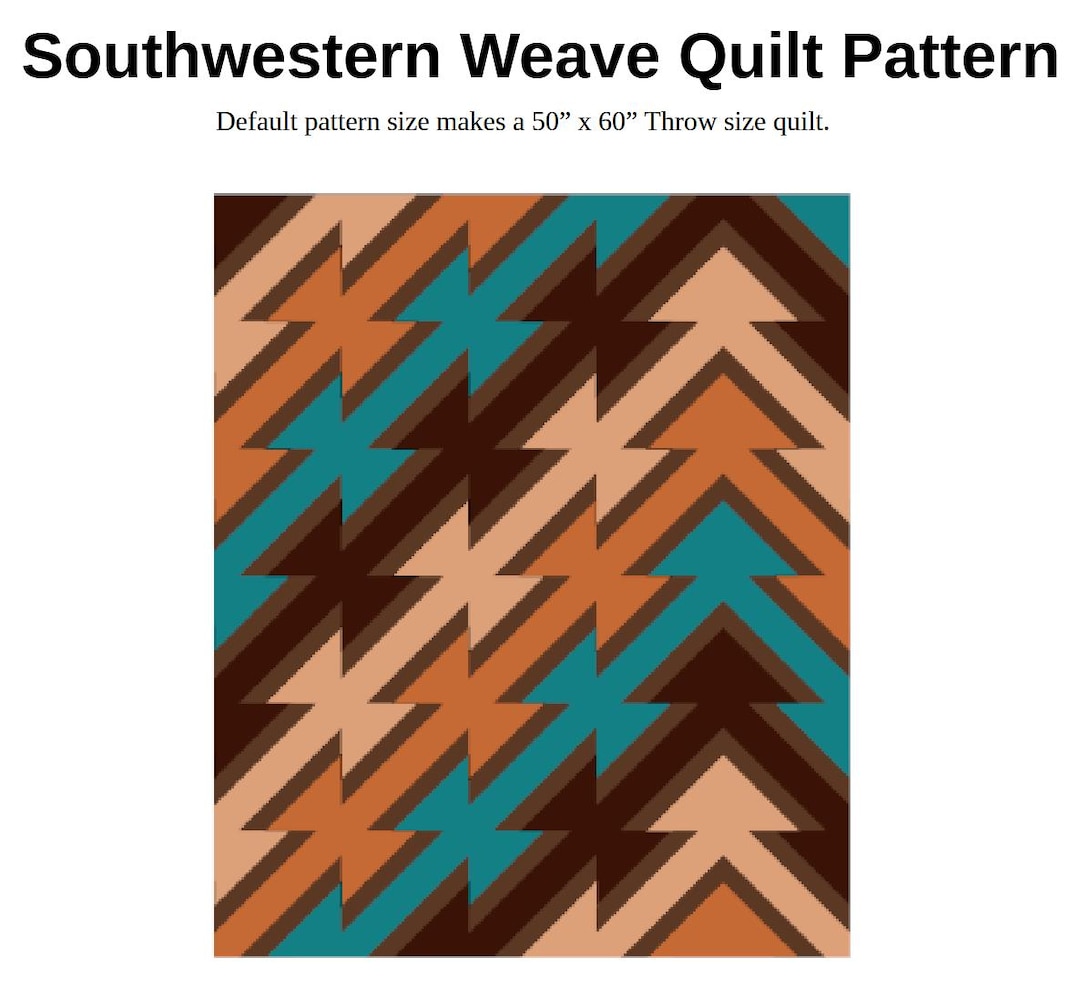 Southwestern Quilt Pattern - Throw or Queen - DIY Digital Template ...