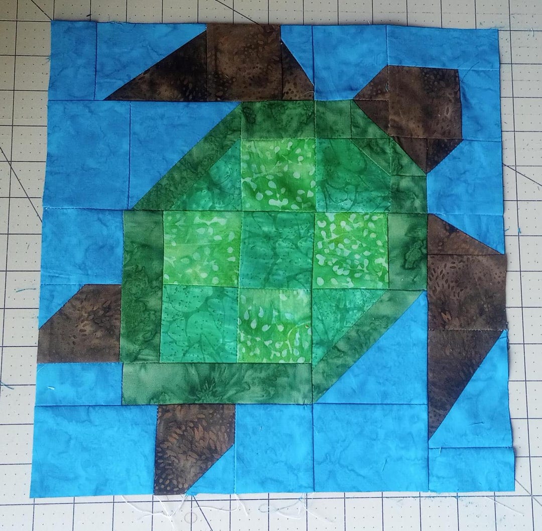 Turtle Quilt Block Pattern Traditional Piecing Digital Template - Etsy