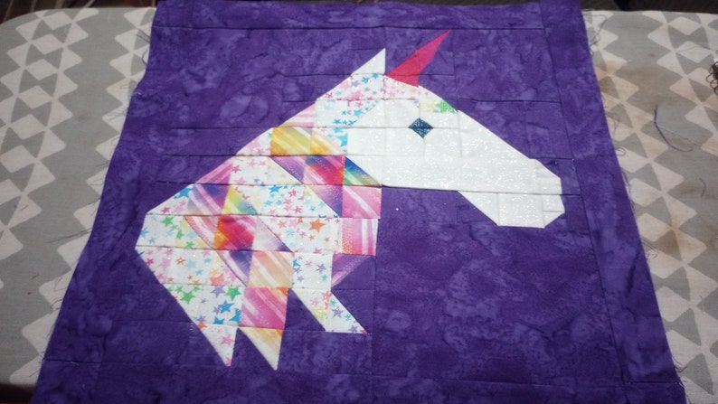Unicorn Quilt Block Pattern Traditional Piecing Digital Template - Etsy