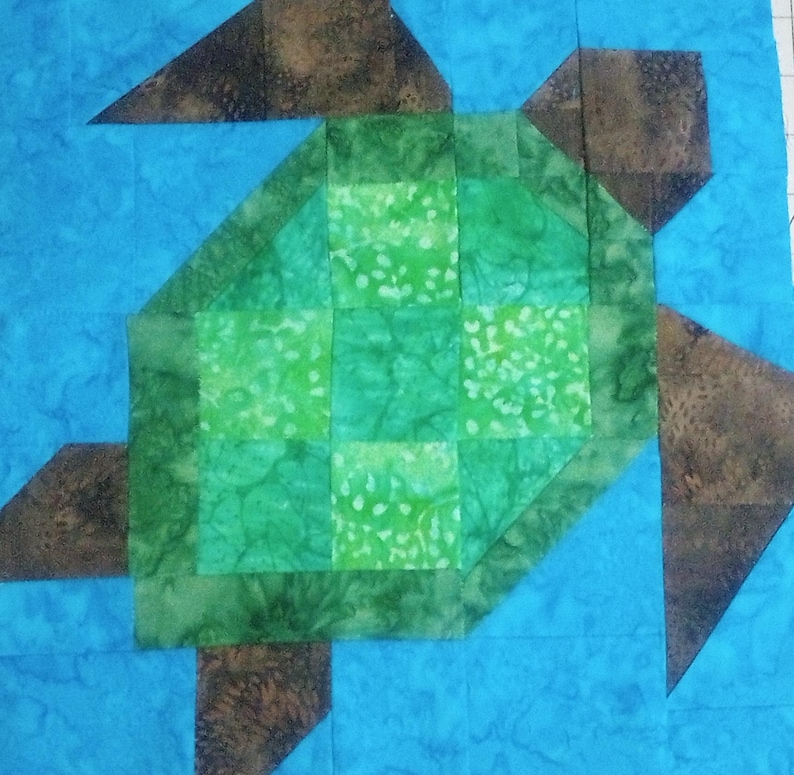 Turtle Quilt Block Pattern Traditional Piecing Digital Template - Etsy