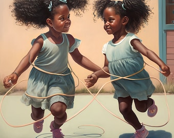 Joyful Girl Double Dutch Clipart, Children's Activity Graphics, Double ...