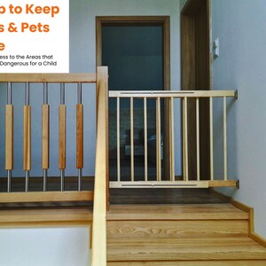Versatile Wooden Baby Gate Extendable Stair Gates 28.3 to 48'' 72-122cm ...