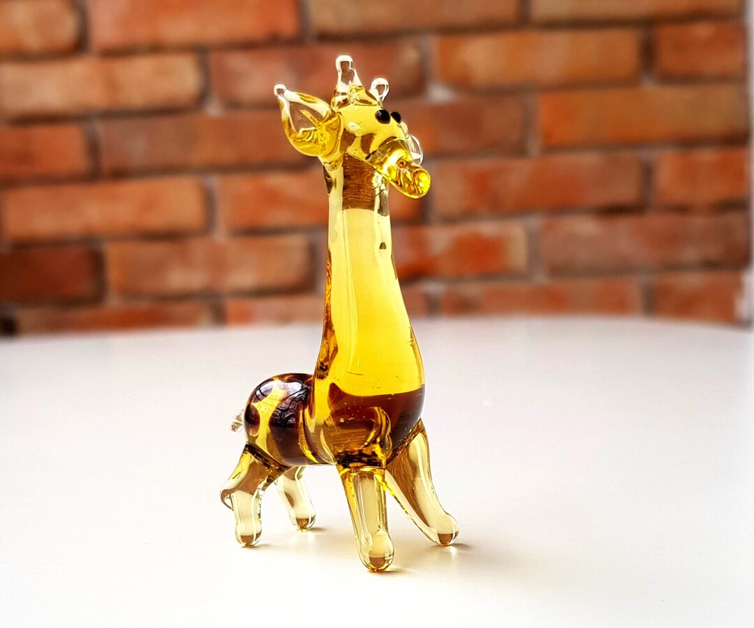 Hand-blown Glass Giraffe Figurine: Amber Art Glass - Etsy