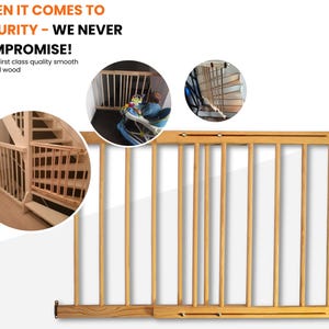 Versatile Wooden Baby Gate Extendable Stair Gates 28.3 to 48'' 72-122cm ...