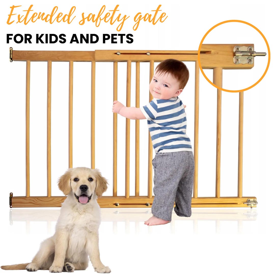 Versatile Wooden Baby Gate Extendable Stair Gates 28.3 to 48'' (72 ...