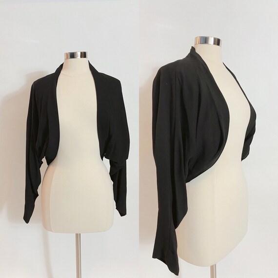 Vintage Crepe Black Batwing Shrug / Bolero / Cape - Etsy