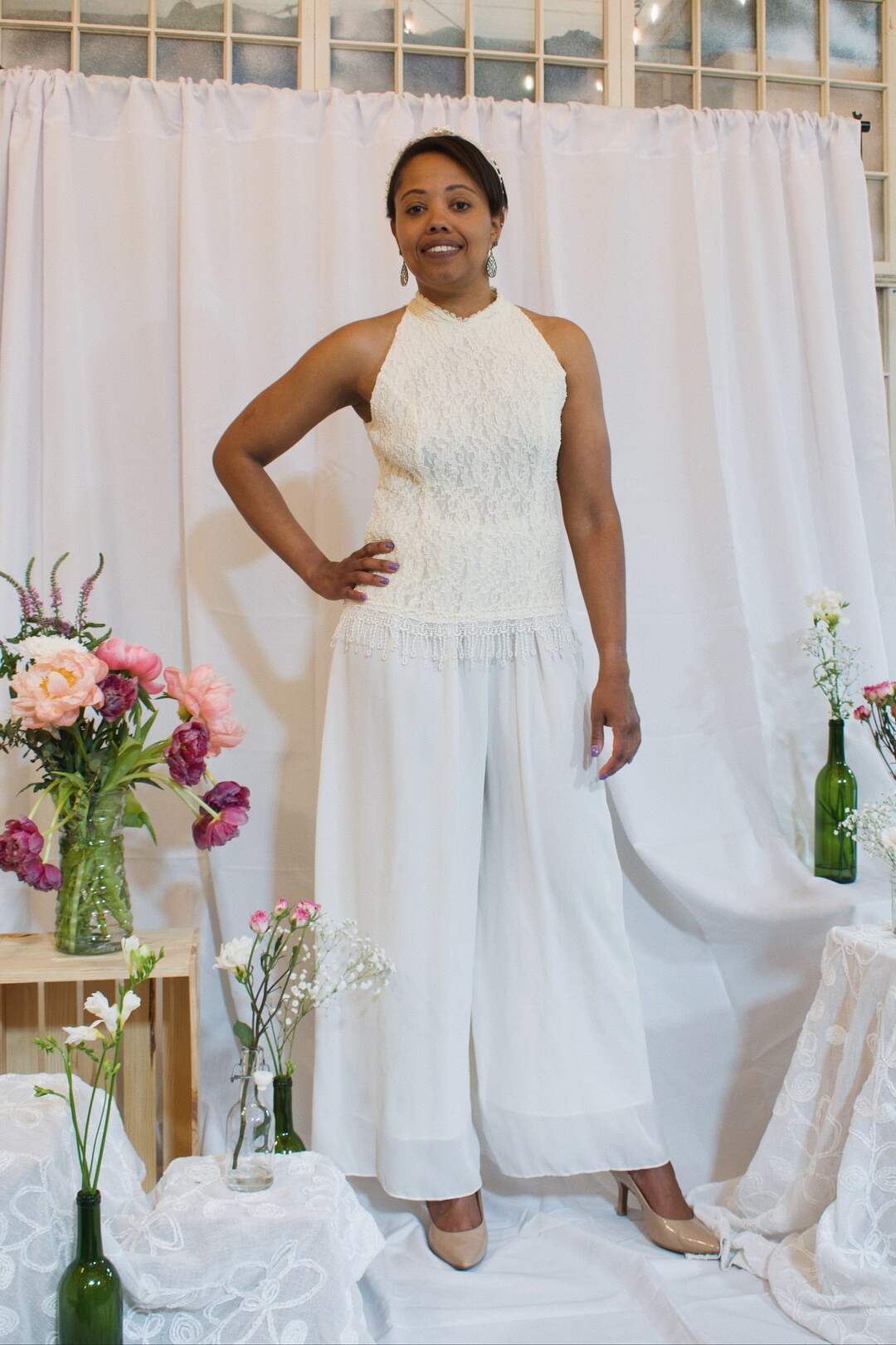 Lace Bodice Wide Leg Pantsuit - Etsy