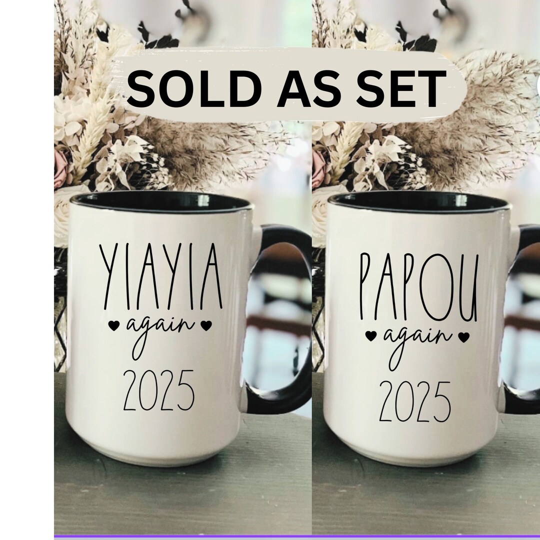 Papou Again Yiayia Again Coffee Mugs Set, Yiayia and Papou Gifts for ...