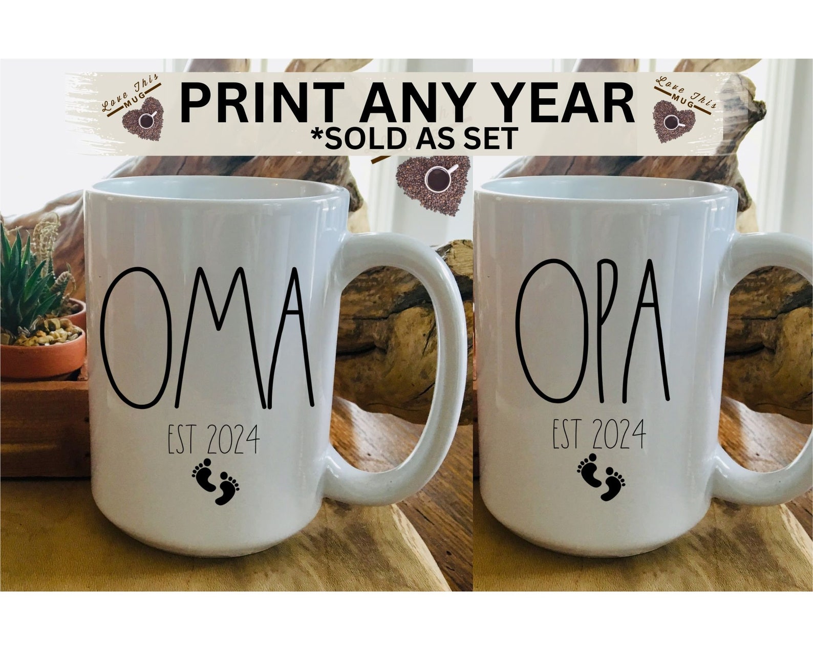 Oma Opa Mug Set, Oma and Opa Gifts, New Grandparents Gift, German ...