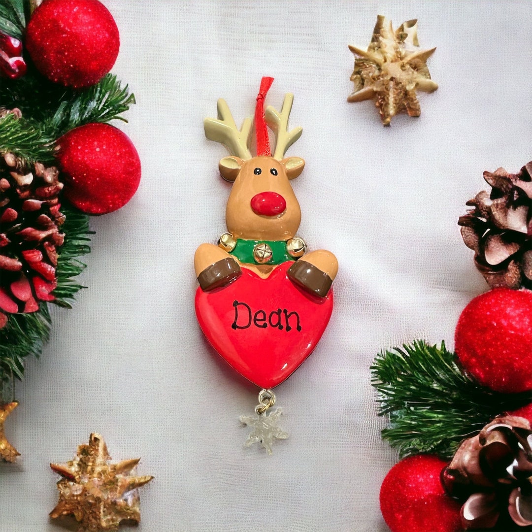 Red Nosed Reindeer Personalized Christmas Ornament - Name the Reindeer ...