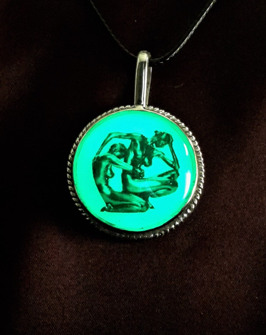 Glow in Dark Amulet. Sterling Silver Pendant "two Beautiful Women ...