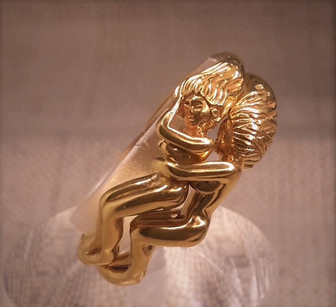 Gold Plated Sterling Silver Lesbian Ring: Sculptural Couple Promise ...