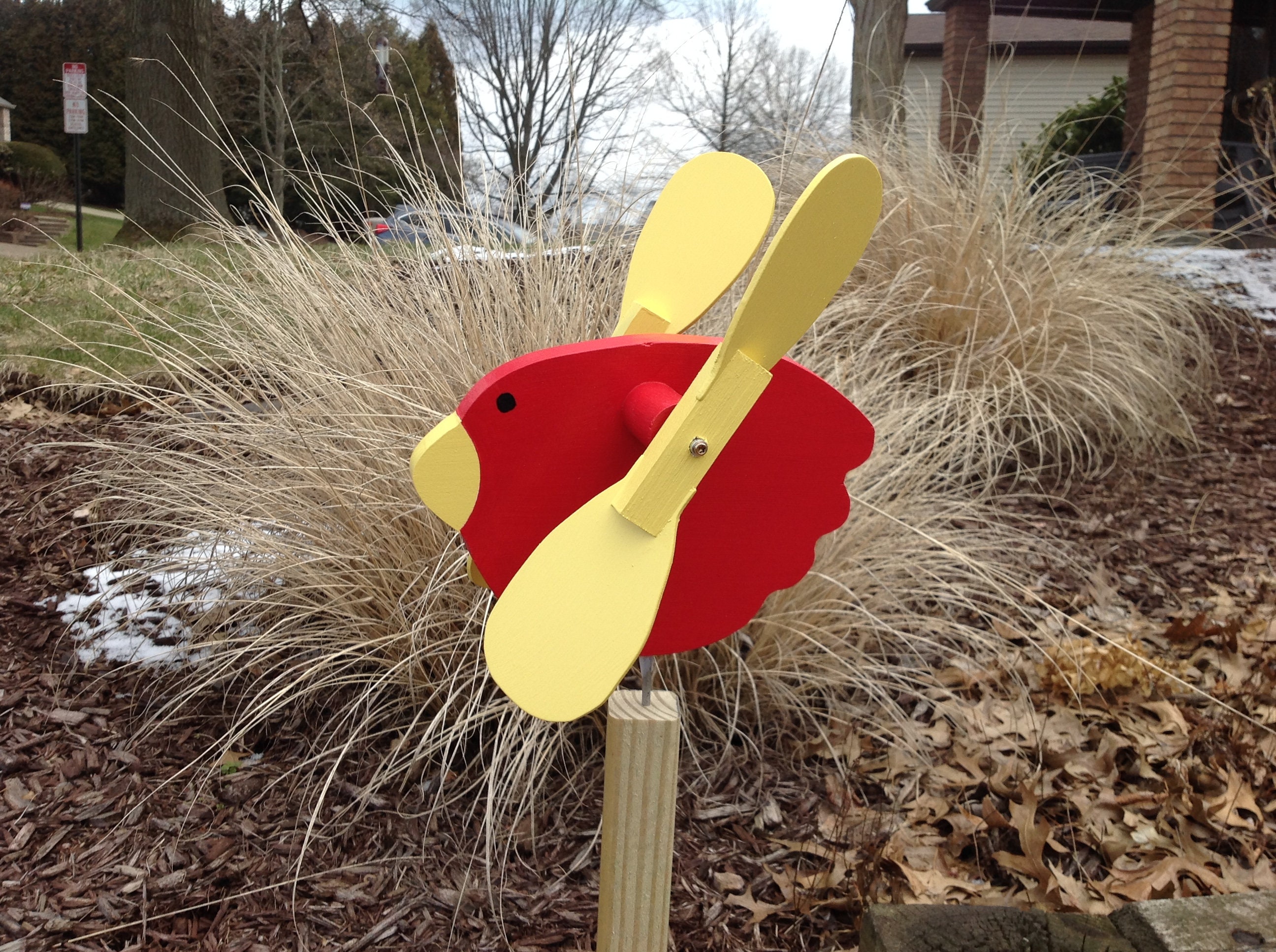 Bird whirligig wood yard art garden spinner whirlygig | Etsy