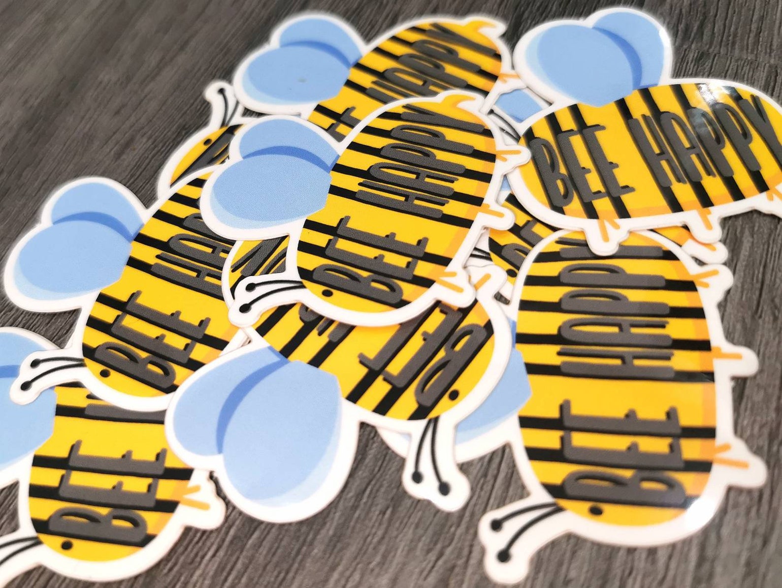 Cute 'Bee Happy' Sticker | Etsy